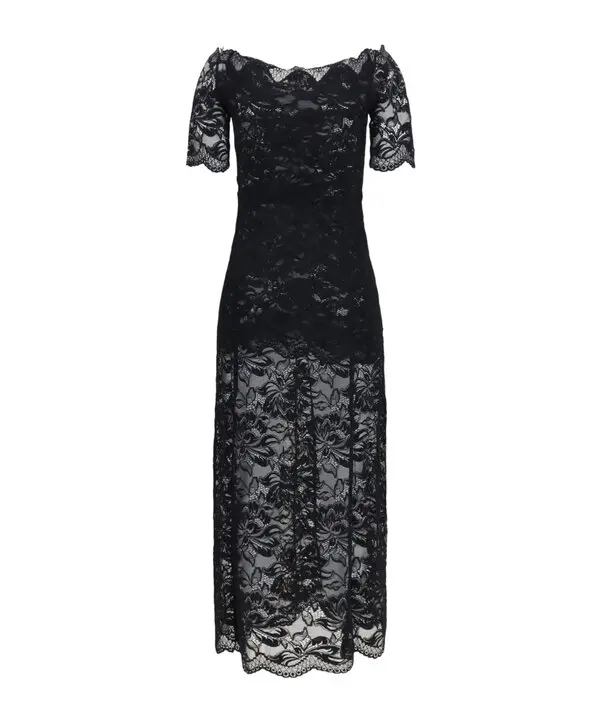 Rabanne Floral Lace Bardot Maxi Dress