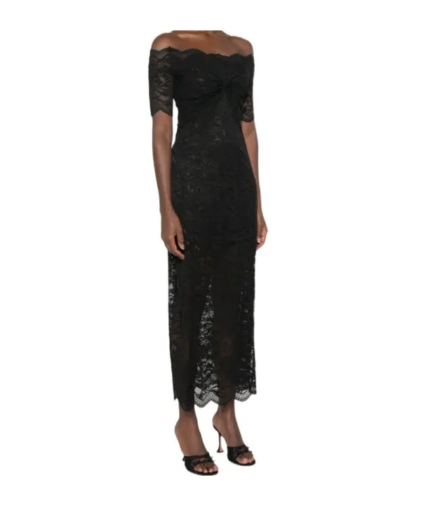 Rabanne Floral Lace Bardot Maxi Dress
