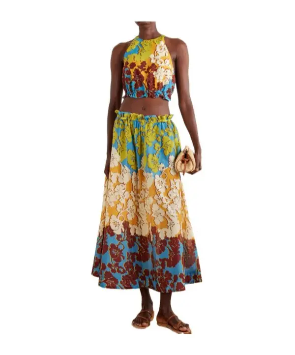 ALEMAIS Floral Midi Skirt - Multicolor
