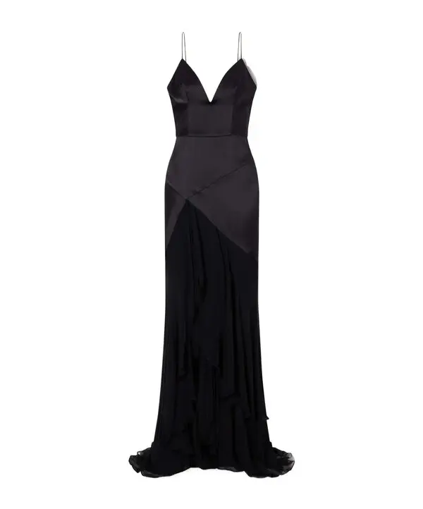 Alex Perry Paneled Silk-satin And Georgette Gown