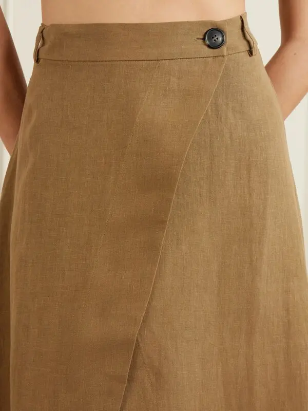 Le Kasha Linen Wrap Maxi Skirt