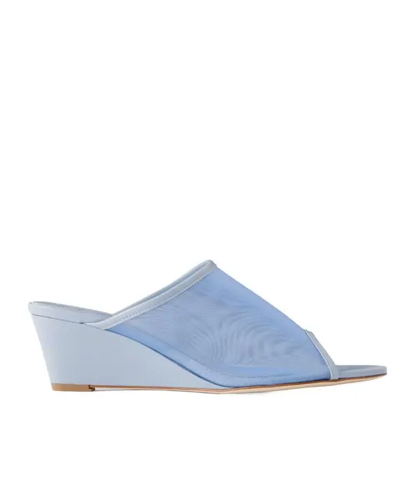AeydĒ Suzanne Leather-trimmed Mesh Sandals - Blue