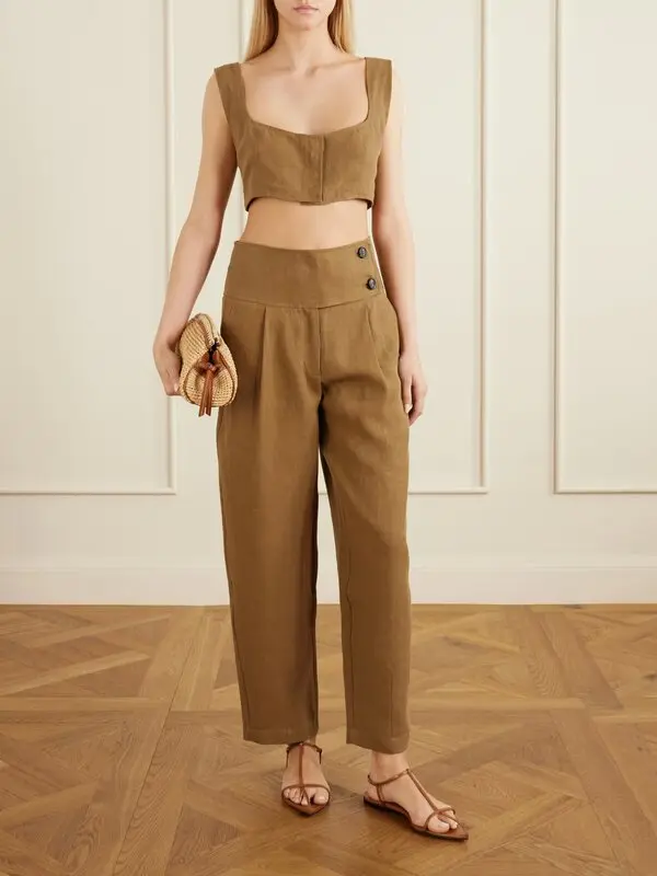 Le Kasha High-waist Linen Trousers