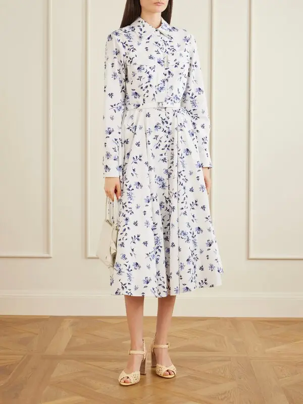 EMILIA WICKSTEAD Floral Print Midi Shirt Dress