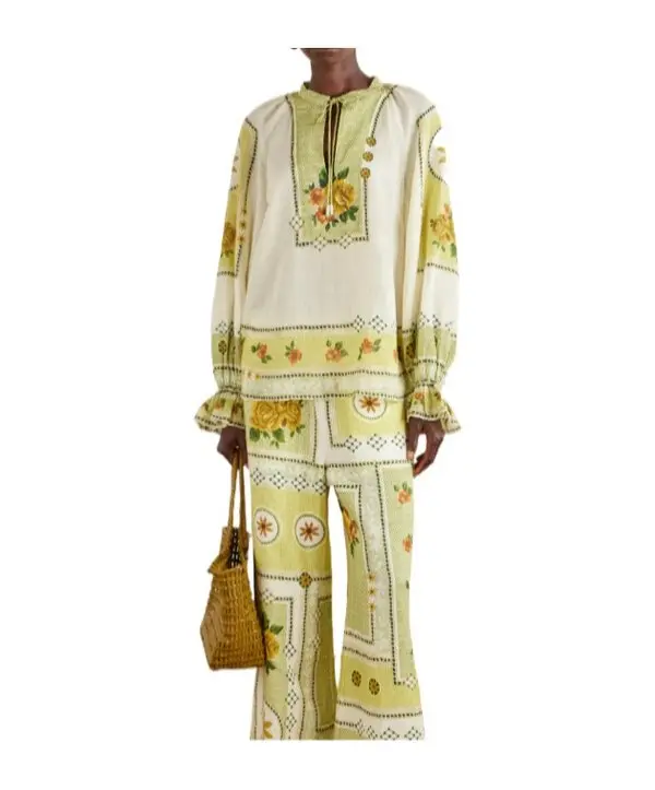 ALEMAIS Floral-print Ramie Blouse