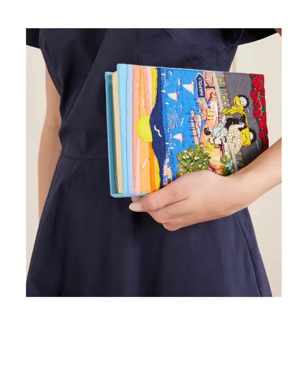 OLYMPIA LE-TAN Napoli Appliquéd Embroidered Canvas Clutch - Multicolor
