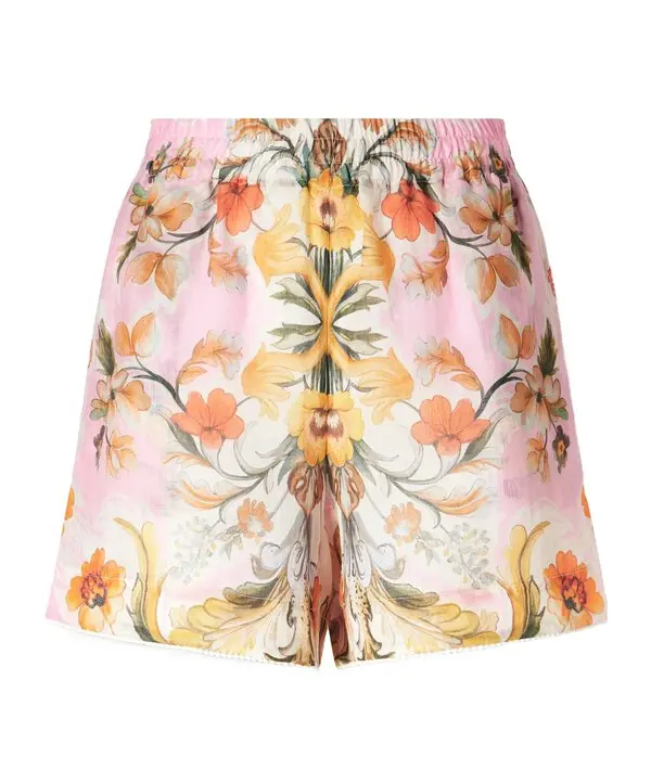 Borgo De Nor Floral-print Ramie Shorts - Multicolor