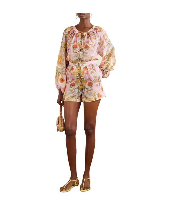 Borgo De Nor Floral-print Ramie Shorts
