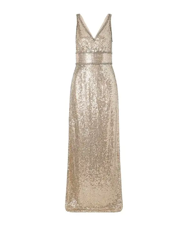 Jenny Packham Crystal-embellished Sequin Tulle Gown - No