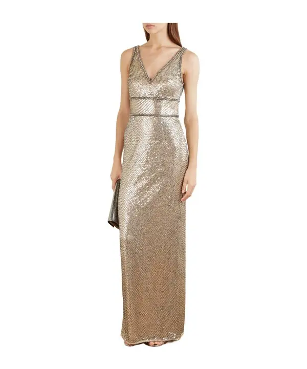 Jenny Packham Crystal-embellished Sequin Tulle Gown - No
