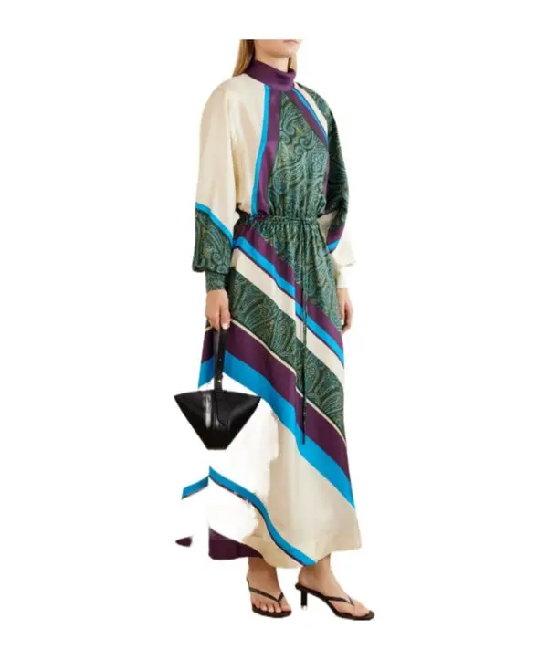 ALEMAIS Paisley-print Striped Midi Dress - Green