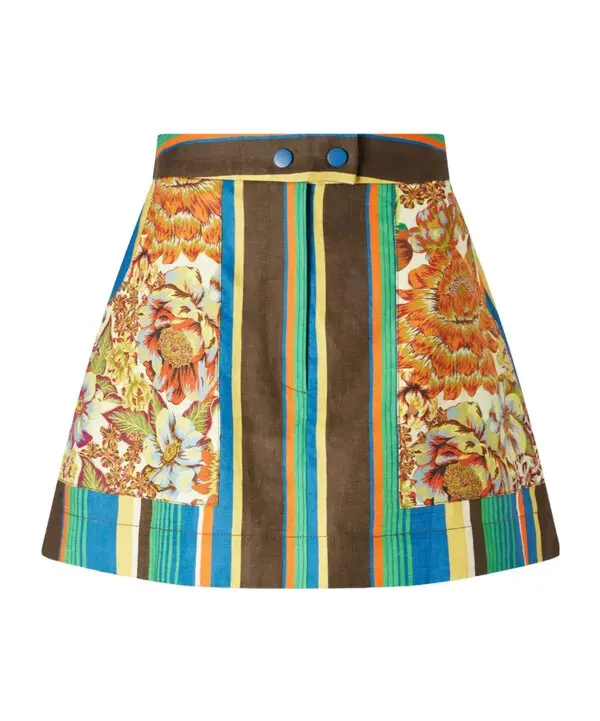 ALEMAIS Striped Cotton Mini Skirt