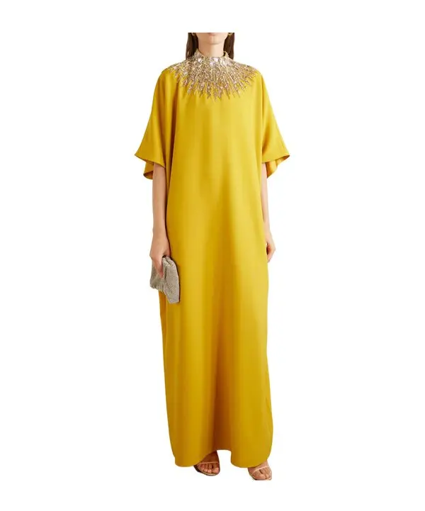Jenny Packham Dessert Blossom Crystal-embellished Crepe Gown