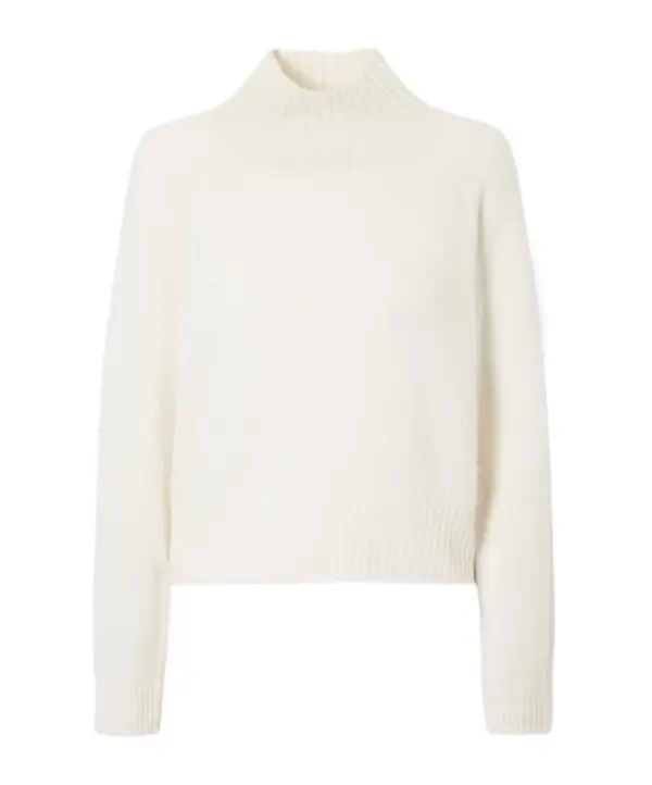 ALLUDE Cashmere Mock-neck Sweater - White
