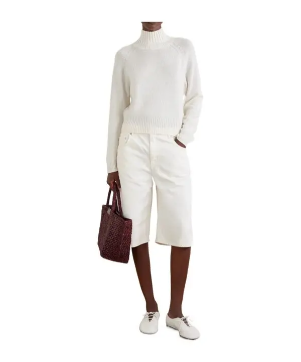 ALLUDE Cashmere Mock-neck Sweater