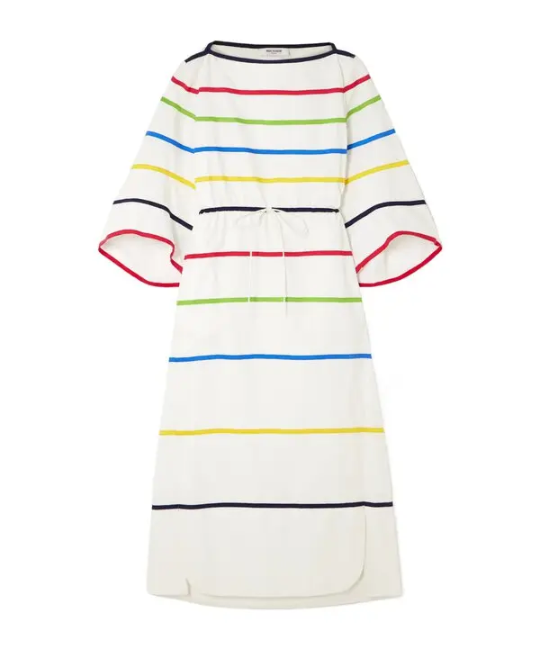 Rosie Assoulin Ribbon Grosgrain-trimmed Cotton-poplin Midi Dress - White