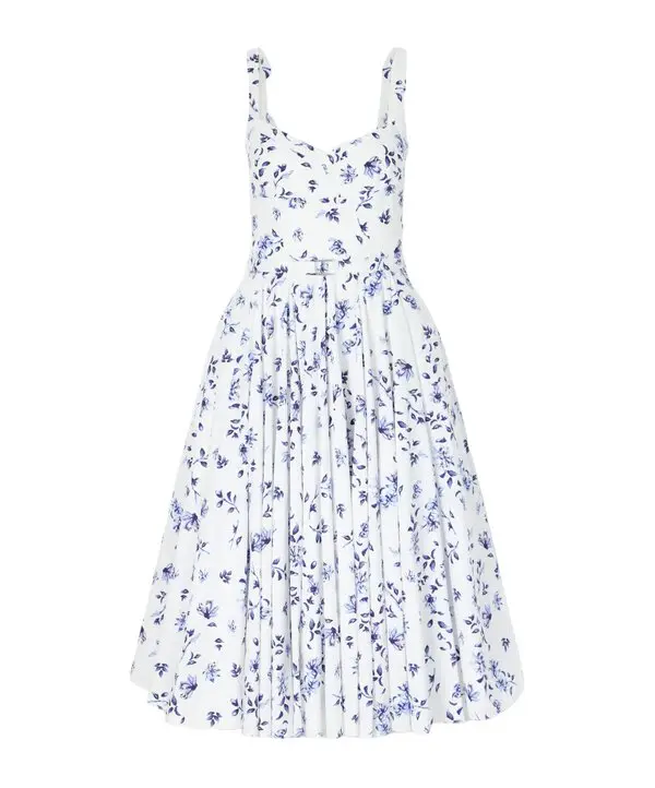 EMILIA WICKSTEAD Whitebase Blue Floral Cami Midi Dress - White