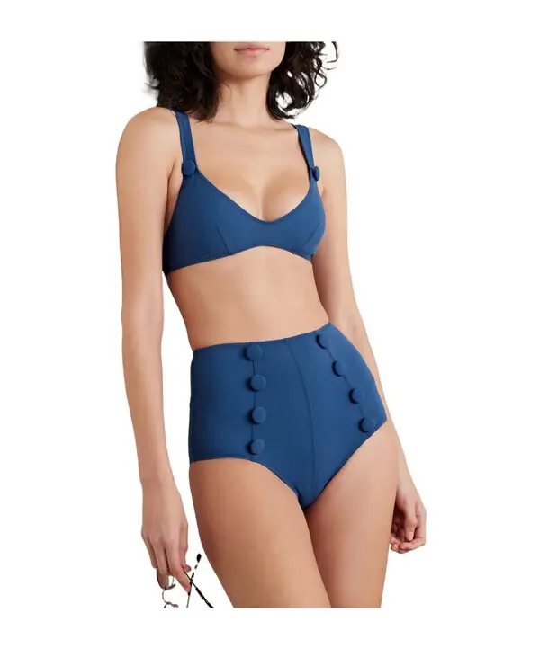 Lisa Marie Fernandez Magdalena Button-embellished Crepe Bikini
