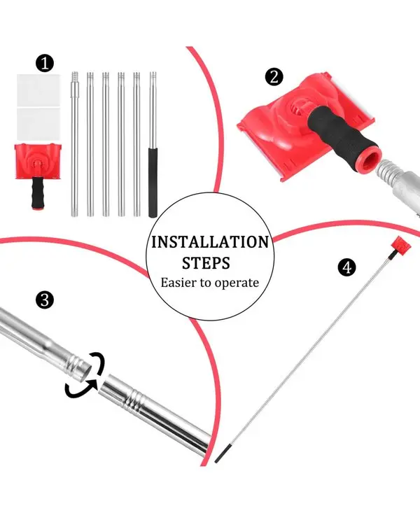 XDOVET Paint Edger Tool Extension Rod Pad Applicator Ceilings Trim Baseboards Refill Pads