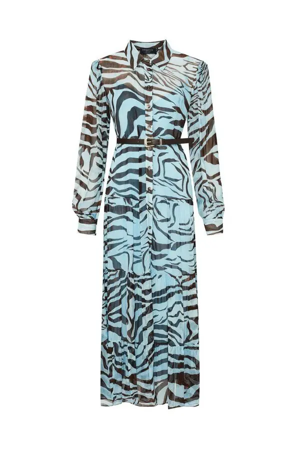 EXQUISE Zebra Print Maxi Dress - Blue