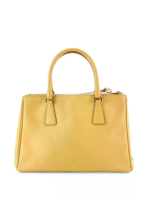 Prada Double Zip Lux Saffiano Leather Small Tote Bag - Yellow