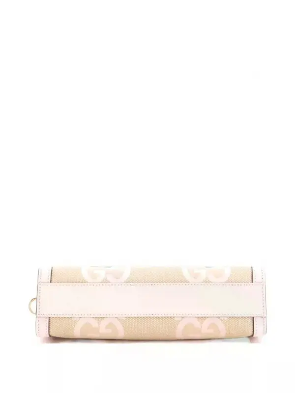 Gucci Ophidia Chain Jumbo Gg Canvas With Leather Small Shoulder Bag - Pink