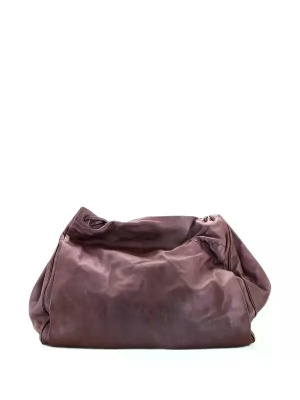 Bottega Veneta Scarabee Multi Pocket Drawstring Leather With Intrecciato Detail Shoulder Bag - Purple