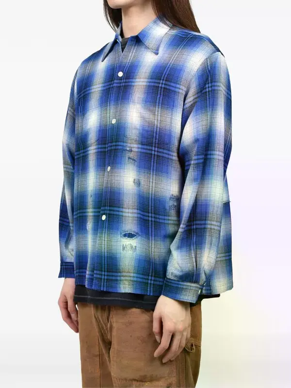BOW WOW Plaid Distressed-finish Shirt