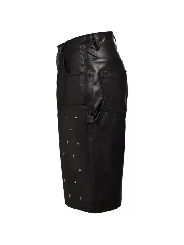 LAST NEST Leather Double-knee Shorts