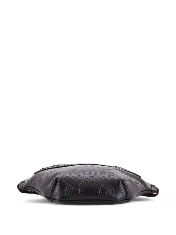 Gucci Gg Embossed Perforated Leather Small Belt Bag - Black