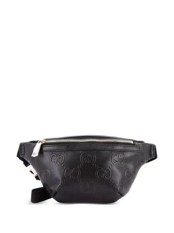 Gucci Gg Embossed Perforated Leather Small Belt Bag - Black