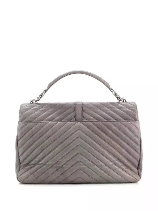 Saint Laurent Classic Monogram College Bag Matelasse Chevron Leather Medium Crossbody Bag - Grey