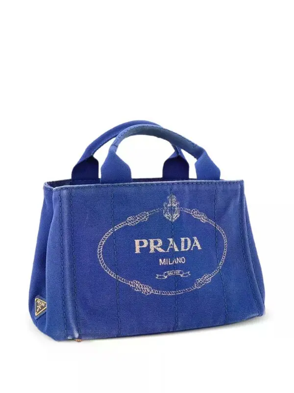 Prada Canapa Canvas Mini Tote - Blue