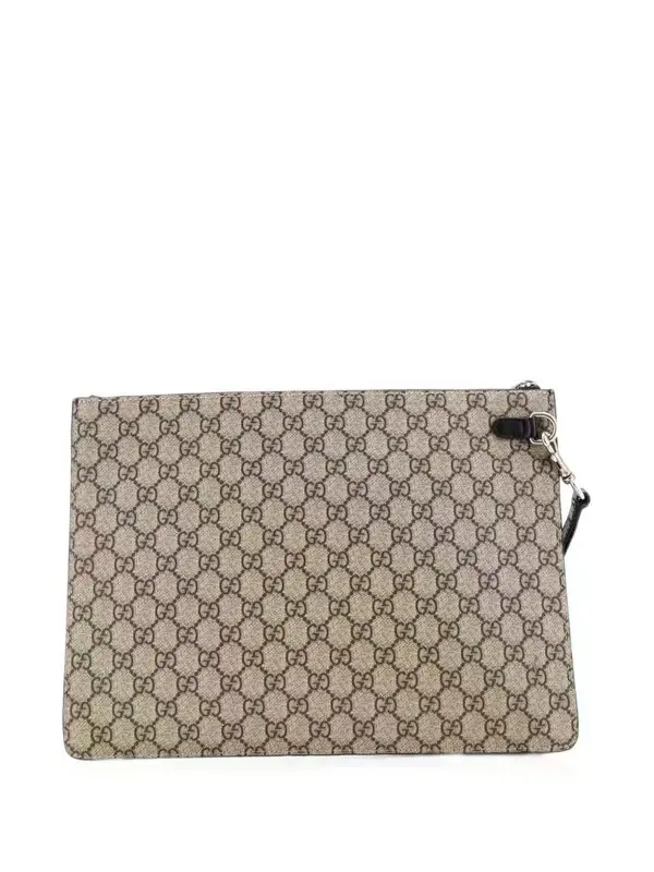 Gucci Web Wristlet Gg Coated Canvas Clutch Bag