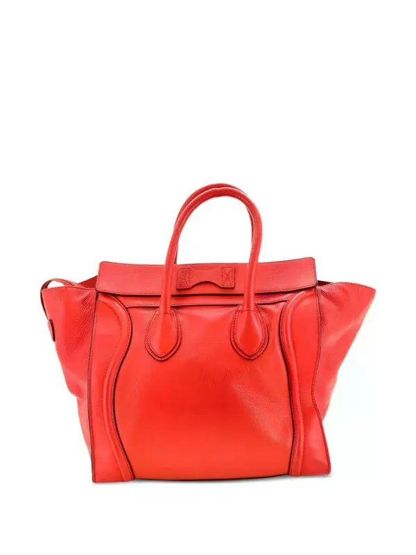 Celine Grainy Leather Luggage Mini Tote Bag - Red