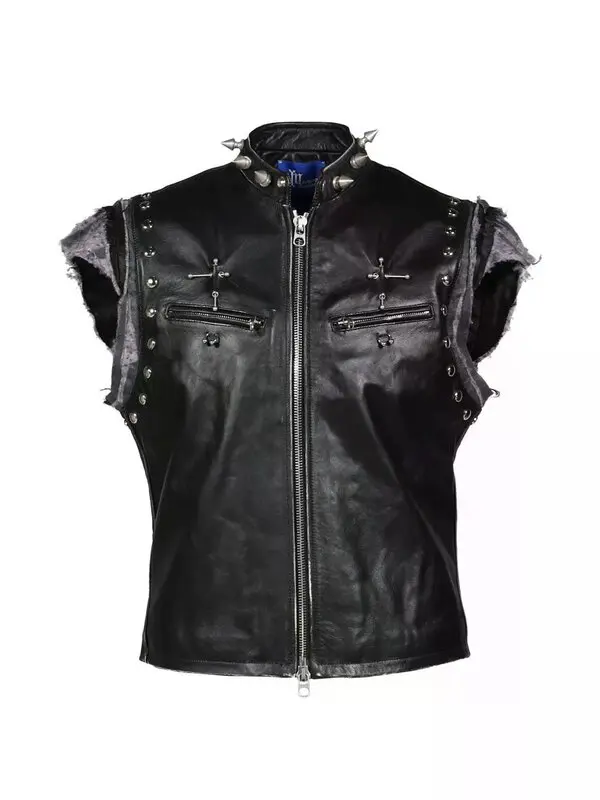 MARKING DISTANCE Gimp Spike-embellished Leather Gilet