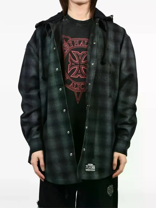 ALICE HOLLYWOOD Oversize Hooded Flannel Shirt Jacket