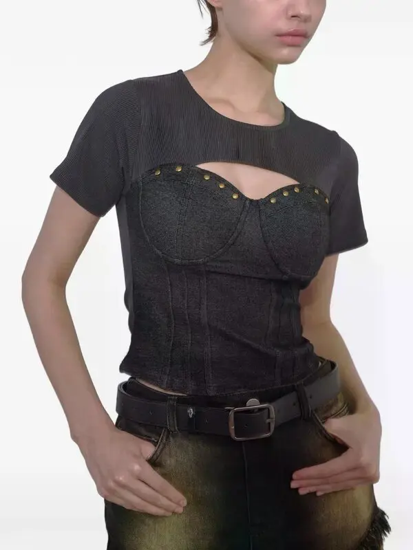 VIVAMUS Studded Panelled T-shirt