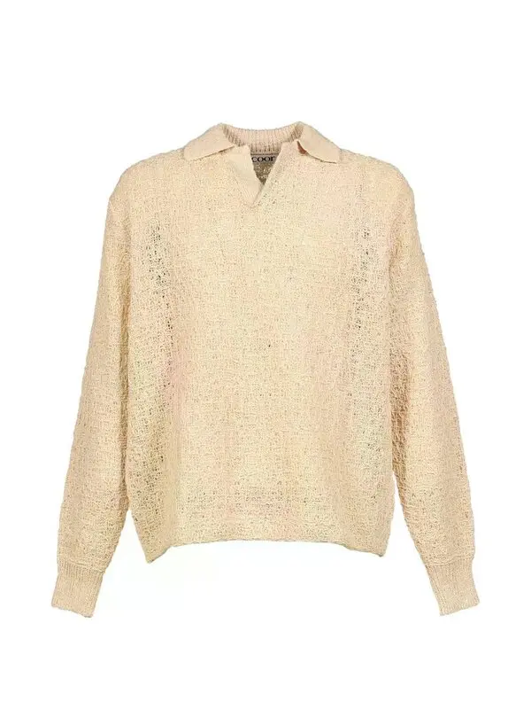 COOR Crochet-knit Open-collar Sweater