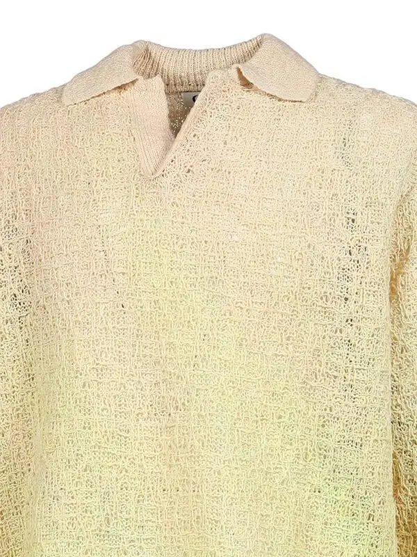COOR Crochet-knit Open-collar Sweater