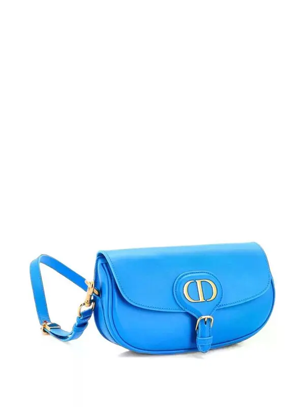 Dior Bobby Flap Bag Leather East West Crossbody Bag - Blue