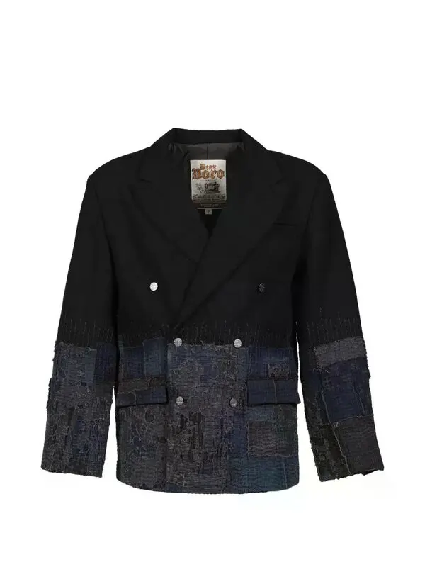 DEAR BORO Double-breasted Patchwork Blazer