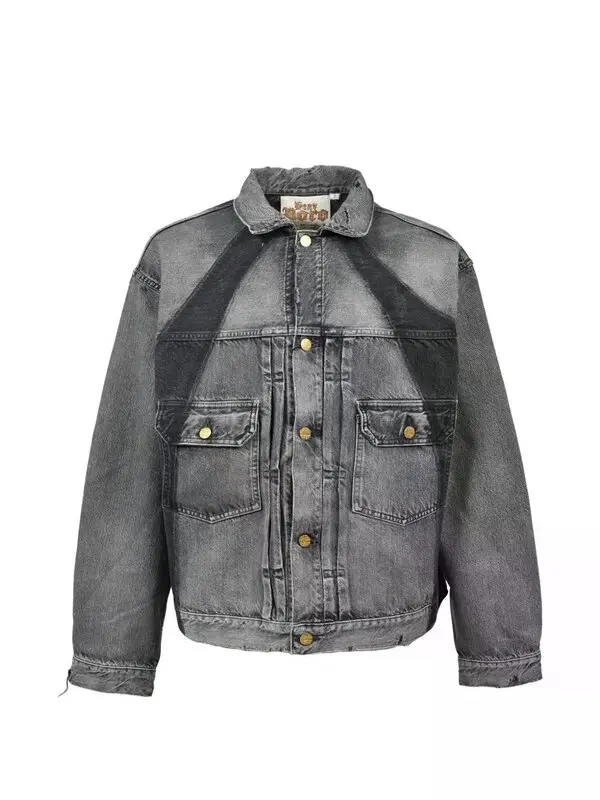DEAR BORO Faded-effect Boxy Denim Jacket