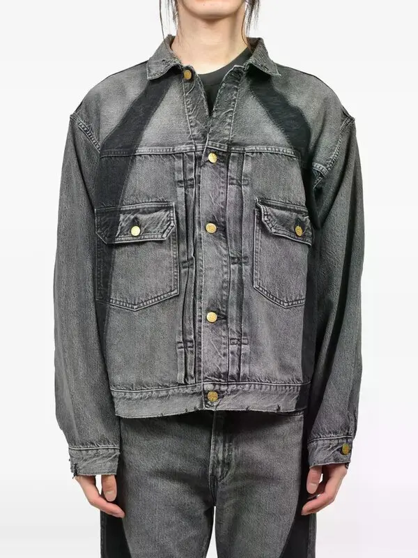 DEAR BORO Faded-effect Boxy Denim Jacket