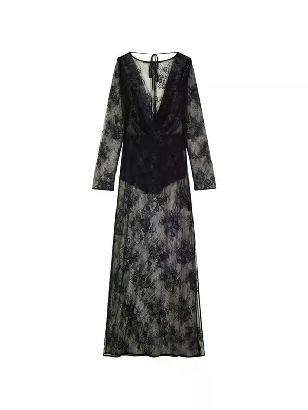 Patrizia Pepe Floral-lace Long-sleeve Maxi Dress