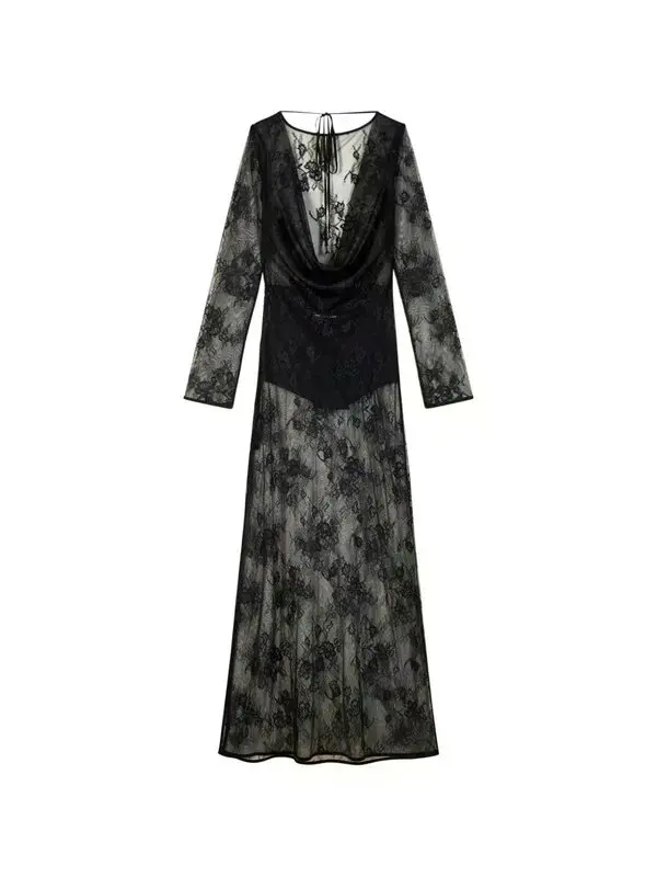 Patrizia Pepe Floral-lace Long-sleeve Maxi Dress