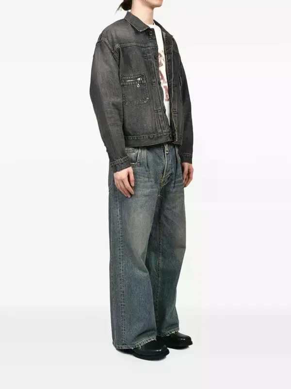 DAIRIKU Faded Box-silhouette Denim Jacket