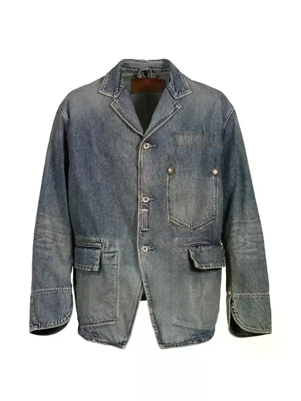 DAIRIKU Stitched Draping Denim Jacket