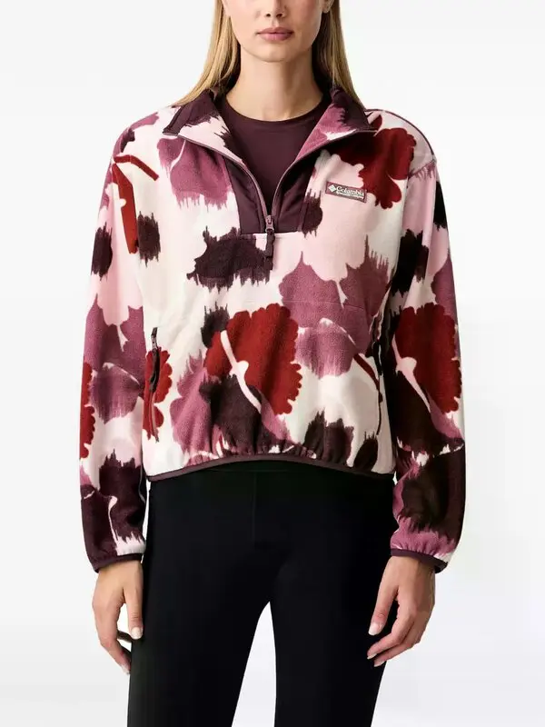 Columbia Floral-print Quarter-zip Pullover - Pink