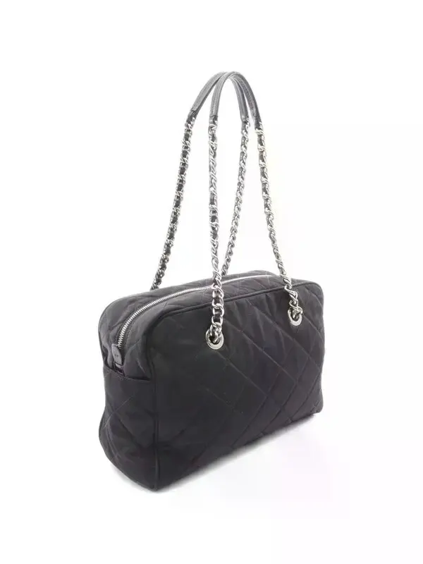 Prada Tessuto Impuntu Chain Shoulder Bag - Black
